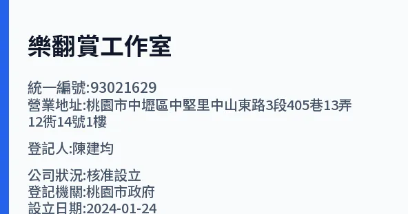 樂翻賞工作室的照片-統編 93021629(桃園市) 公司登記資料與營業項目詳細圖表