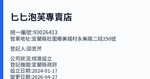 匕匕泡芙專賣店的照片-統編 93026413(宜蘭縣) 公司登記資料與營業項目詳細圖表