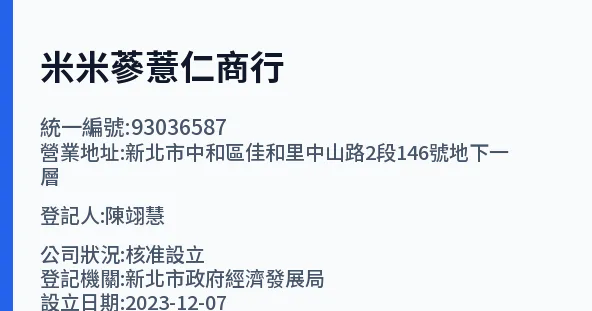 米米蔘薏仁商行的照片-統編 93036587(新北市) 公司登記資料與營業項目詳細圖表
