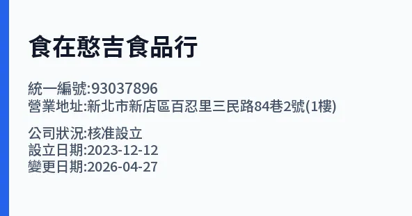 食在憨吉食品行的照片-統編 93037896(新北市) 公司登記資料與營業項目詳細圖表