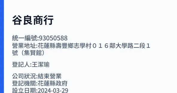 谷良商行的照片-統編 93050588(花蓮縣) 公司登記資料與營業項目詳細圖表