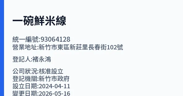 一碗鮮米線的照片-統編 93064128(新竹市) 公司登記資料與營業項目詳細圖表