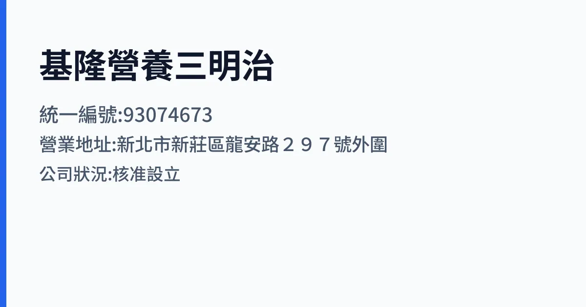 基隆營養三明治 - 統編 93074673(新北市) 公司登記資料與營業項目詳細圖表