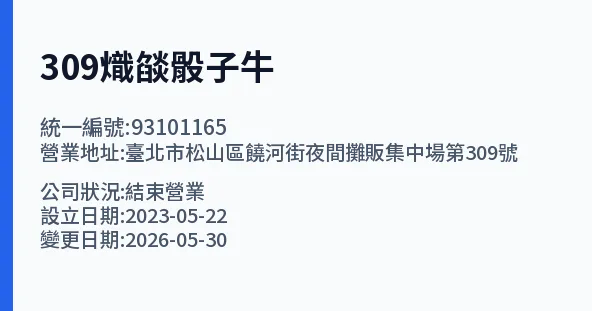309熾燄骰子牛的照片-統編 93101165(臺北市) 公司登記資料與營業項目詳細圖表