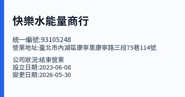 快樂水能量商行的照片-統編 93105248(臺北市) 公司登記資料與營業項目詳細圖表