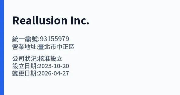 Reallusion Inc.的照片-統編 93155979(臺北市) 公司登記資料與營業項目詳細圖表
