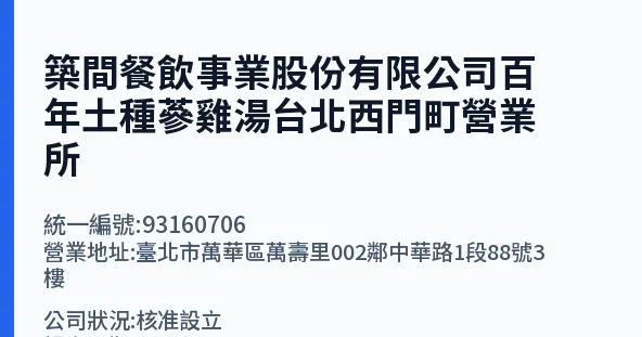 築間餐飲事業股份有限公司绘馬別邸台北西門町營業所的照片-統編 93160706(臺北市) 公司登記資料與營業項目詳細圖表