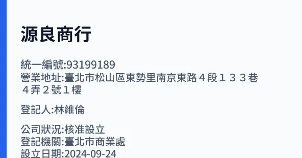 源良商行的照片-統編 93199189(臺北市) 公司登記資料與營業項目詳細圖表