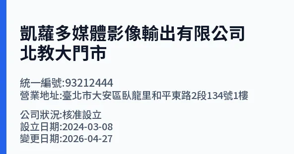 凱蘿多媒體影像輸出有限公司北教大門市的照片-統編 93212444(臺北市) 公司登記資料與營業項目詳細圖表