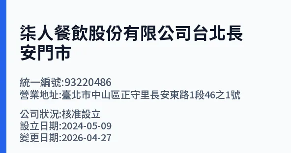 柒人餐飲股份有限公司台北長安門市的照片-統編 93220486(臺北市) 公司登記資料與營業項目詳細圖表