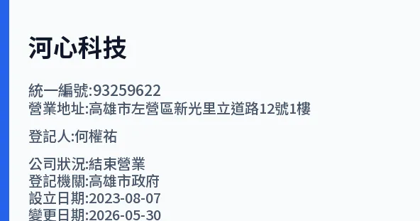 河心科技的照片-統編 93259622(高雄市) 公司登記資料與營業項目詳細圖表