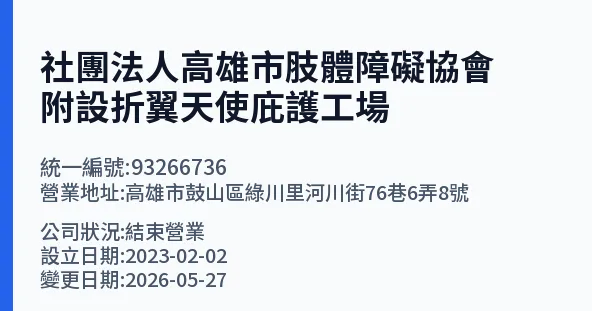 社團法人高雄市肢體障礙協會附設折翼天使庇護工場的照片-統編 93266736(高雄市) 公司登記資料與營業項目詳細圖表