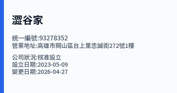 澀谷家的照片-統編 93278352(高雄市) 公司登記資料與營業項目詳細圖表