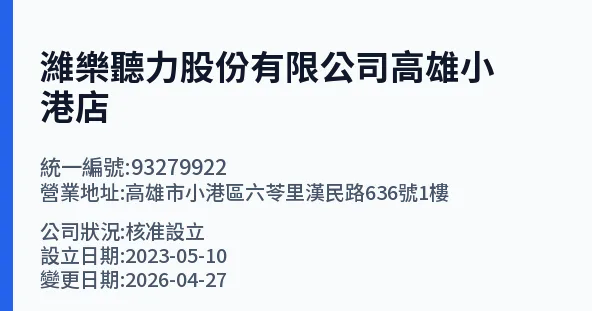 濰樂聽力股份有限公司高雄小港店的照片-統編 93279922(高雄市) 公司登記資料與營業項目詳細圖表