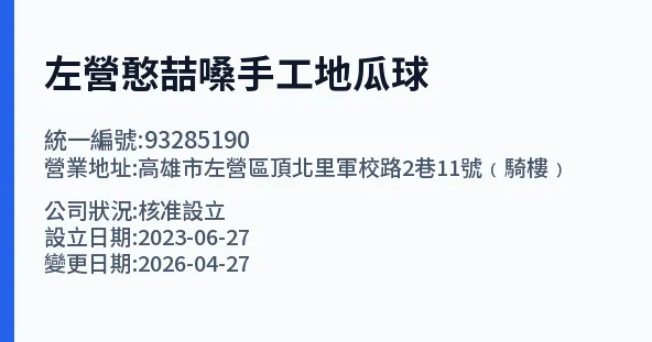 左營憨喆嗓手工地瓜球的照片-統編 93285190(高雄市) 公司登記資料與營業項目詳細圖表