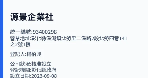 源景企業社的照片-統編 93400298(彰化縣) 公司登記資料與營業項目詳細圖表