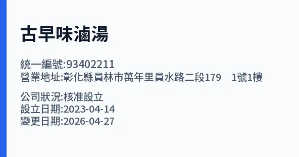 古早味滷湯的照片-統編 93402211(彰化縣) 公司登記資料與營業項目詳細圖表