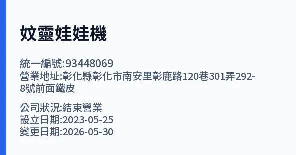 妏靈娃娃機的照片-統編 93448069(彰化縣) 公司登記資料與營業項目詳細圖表