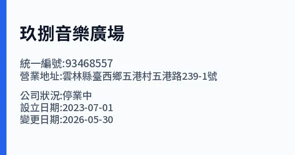 玖捌音樂廣場的照片-統編 93468557(雲林縣) 公司登記資料與營業項目詳細圖表