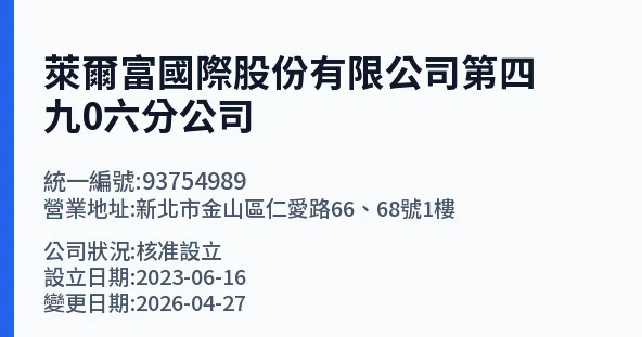 萊爾富國際股份有限公司第四九0六分公司的照片-統編 93754989(新北市) 公司登記資料與營業項目詳細圖表