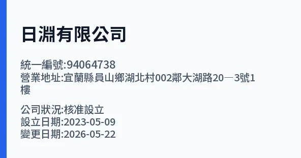 日淵有限公司的照片-統編 94064738 公司登記資料與營業項目詳細圖表