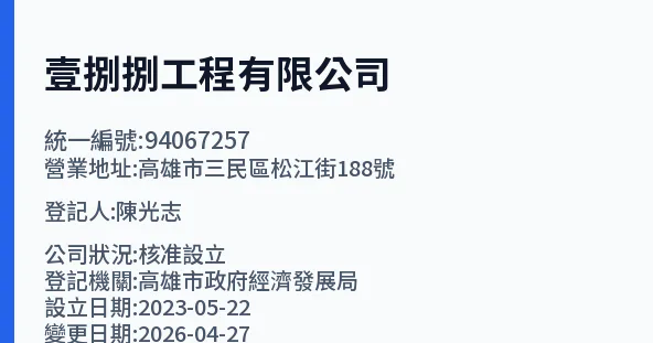 壹捌捌工程有限公司的照片-統編 94067257(高雄市) 公司登記資料與營業項目詳細圖表