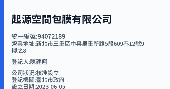 起源空間包膜有限公司的照片-統編 94072189(新北市) 公司登記資料與營業項目詳細圖表