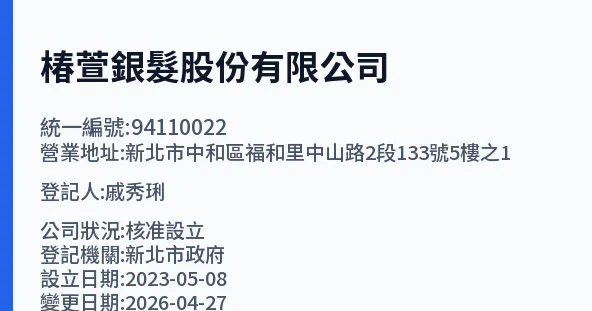 椿萱銀髮股份有限公司的照片-統編 94110022(新北市) 公司登記資料與營業項目詳細圖表