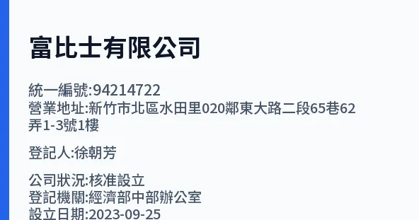 富比士有限公司的照片-統編 94214722(新竹市) 公司登記資料與營業項目詳細圖表