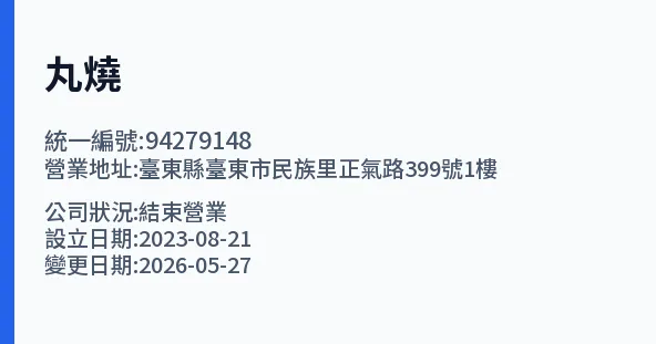 丸燒的照片-統編 94279148(臺東縣) 公司登記資料與營業項目詳細圖表
