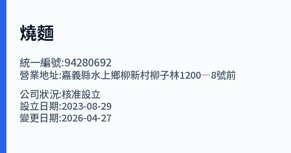 燒麵的照片-統編 94280692(嘉義縣) 公司登記資料與營業項目詳細圖表