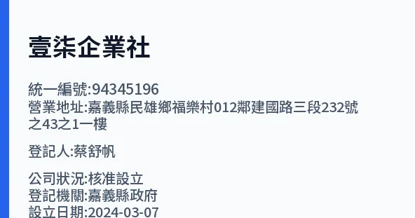 壹柒企業社的照片-統編 94345196(嘉義縣) 公司登記資料與營業項目詳細圖表