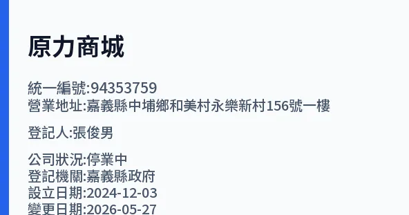 原力商城的照片-統編 94353759(嘉義縣) 公司登記資料與營業項目詳細圖表