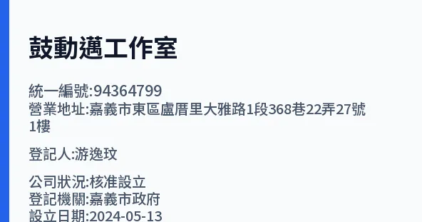 鼓動邁工作室的照片-統編 94364799(嘉義市) 公司登記資料與營業項目詳細圖表