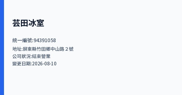芸田冰室的照片-統編 94391058(屏東縣) 公司登記資料與營業項目詳細圖表