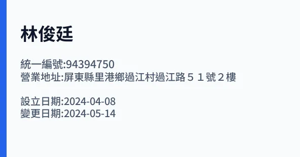 林俊廷的照片-統編 94394750(屏東縣) 公司登記資料與營業項目詳細圖表