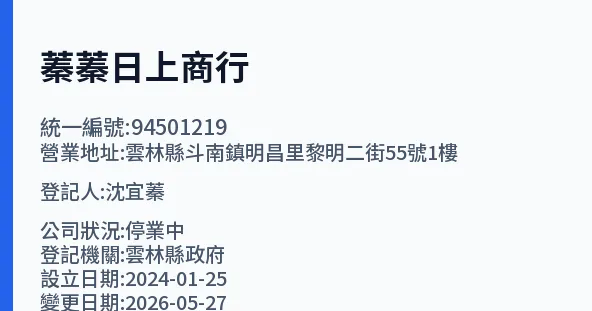 蓁蓁日上商行的照片-統編 94501219(雲林縣) 公司登記資料與營業項目詳細圖表