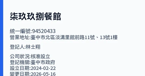 柒玖玖捌餐館的照片-統編 94520433(臺中市) 公司登記資料與營業項目詳細圖表