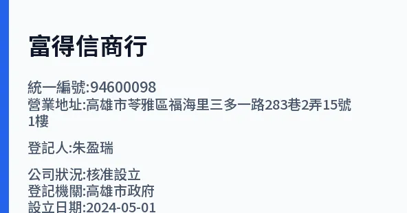 富得信商行的照片-統編 94600098(高雄市) 公司登記資料與營業項目詳細圖表