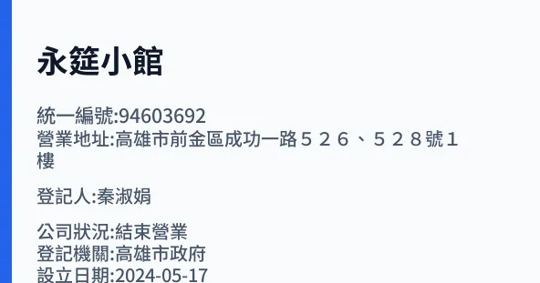 永筵小館的照片-統編 94603692(高雄市) 公司登記資料與營業項目詳細圖表