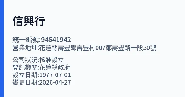 信興行的照片-統編 94641942(花蓮縣) 公司登記資料與營業項目詳細圖表