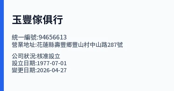玉豐傢俱行的照片-統編 94656613(花蓮縣) 公司登記資料與營業項目詳細圖表