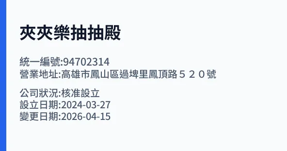 夾夾樂抽抽殿的照片-統編 94702314(高雄市) 公司登記資料與營業項目詳細圖表