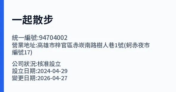 一起散步的照片-統編 94704002(高雄市) 公司登記資料與營業項目詳細圖表
