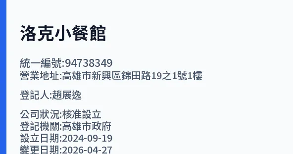 洛克小餐館的照片-統編 94738349(高雄市) 公司登記資料與營業項目詳細圖表