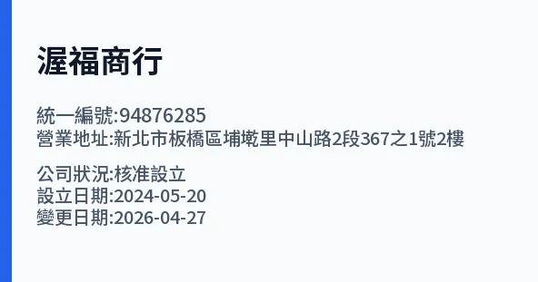 渥福商行的照片-統編 94876285(新北市) 公司登記資料與營業項目詳細圖表