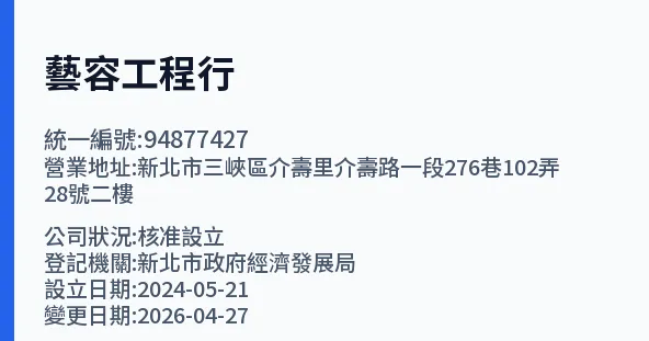 藝容工程行的照片-統編 94877427(新北市) 公司登記資料與營業項目詳細圖表