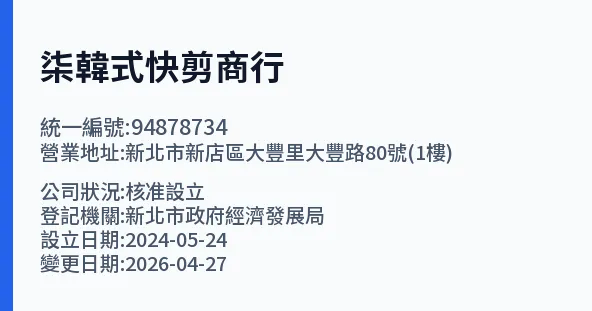 柒韓式快剪商行的照片-統編 94878734(新北市) 公司登記資料與營業項目詳細圖表