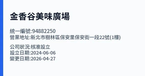 金香谷美味廣場的照片-統編 94882250(新北市) 公司登記資料與營業項目詳細圖表