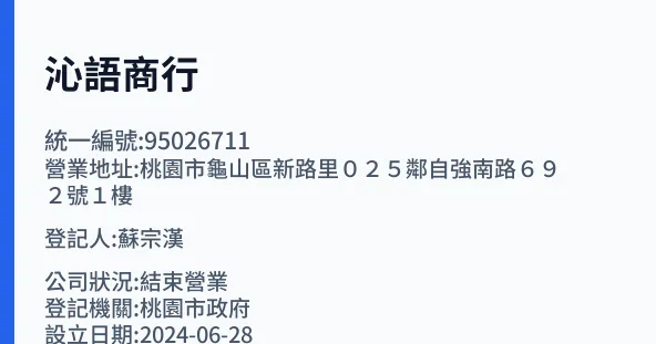 沁語商行的照片-統編 95026711(桃園市) 公司登記資料與營業項目詳細圖表